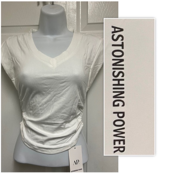 astonishing power | Tops | Astonishing Power White Lani Ruched V Neck ...
